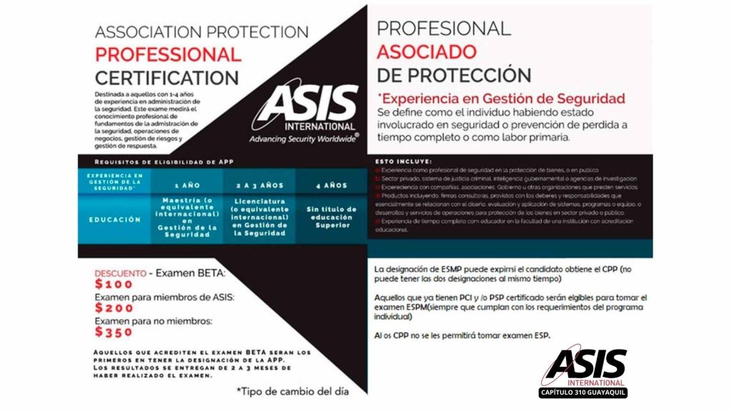 CERTIFICACIÓN APP – ASIS Capítulo 310 guayaquil